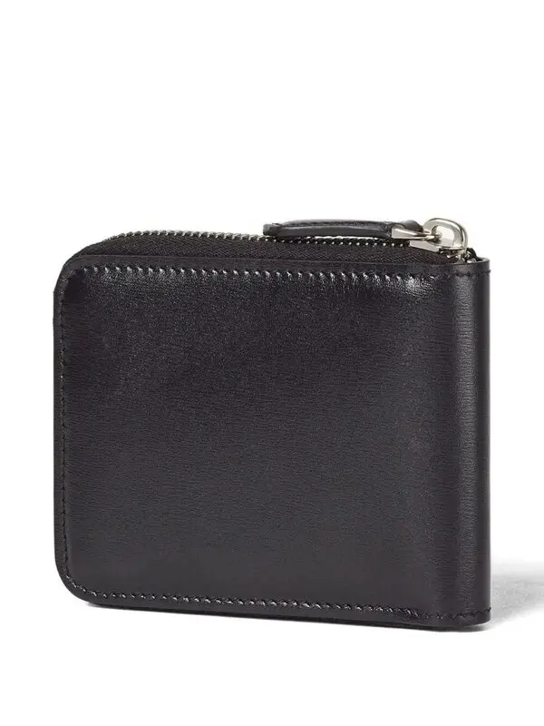 Fendi Leather Compact Wallet With Zip And Ff Logo