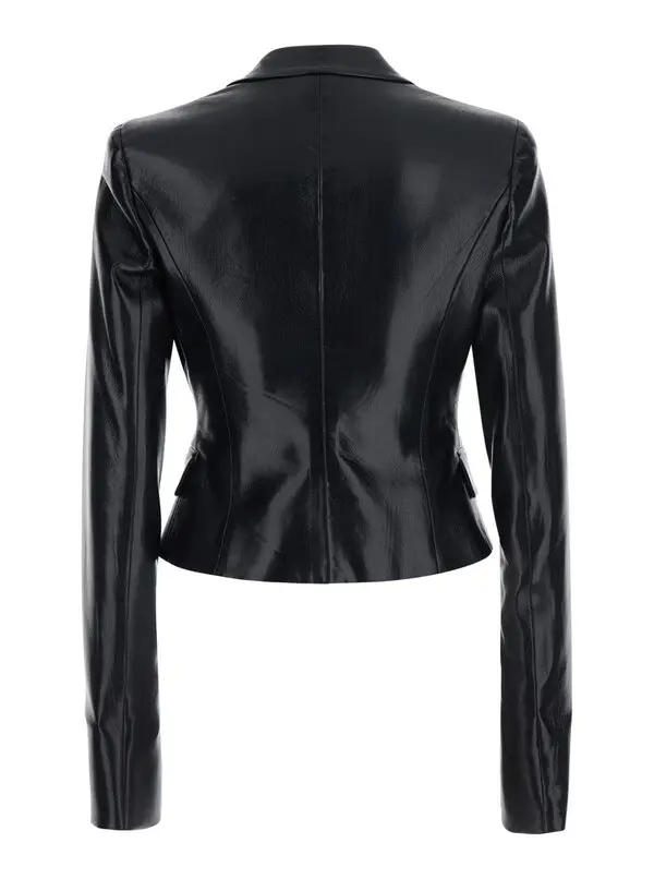Andamane Zefira' Black Jacket With Notched Revers And Crop Design In Eco-leather For - Multicolor