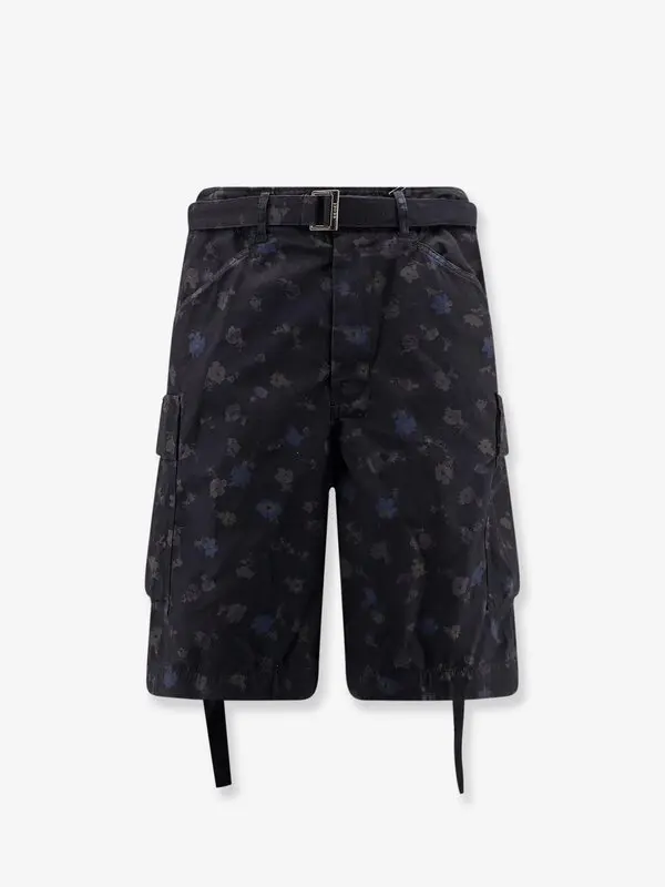 Sacai Printed Cotton Shorts - Black