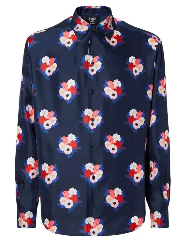 Fendi Shirt Over Silk Bou - Blue