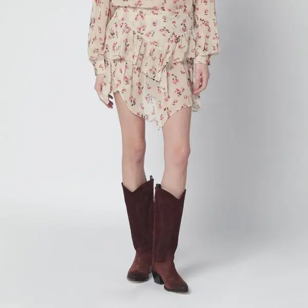 Isabel Marant Étoile Toile Lolita Beige Mini Skirt With Floral Print - Cream