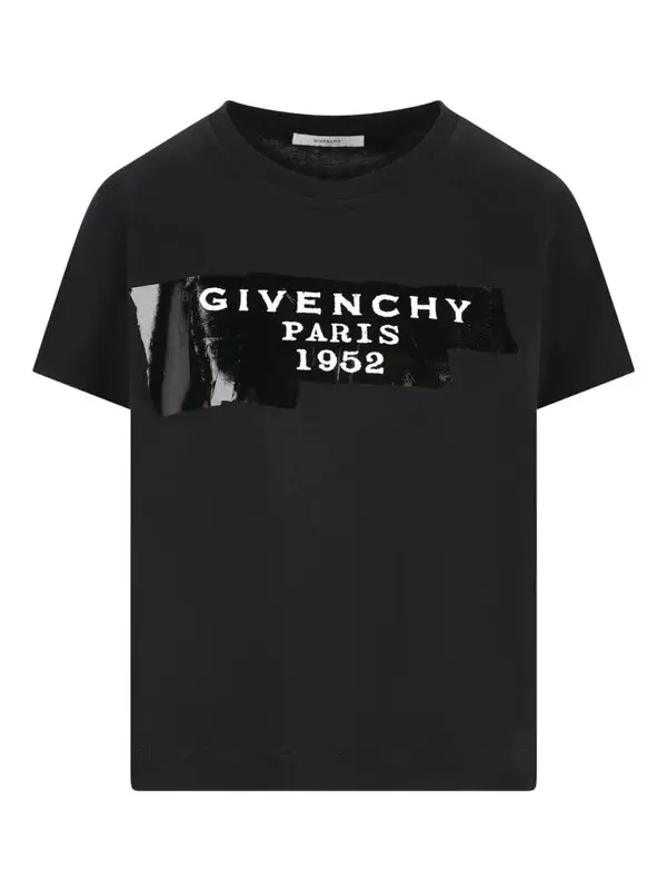Givenchy Cotton T-shirt With Tape Print - Black