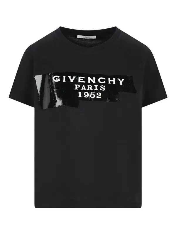 Givenchy Cotton T-shirt With Tape Print - Black