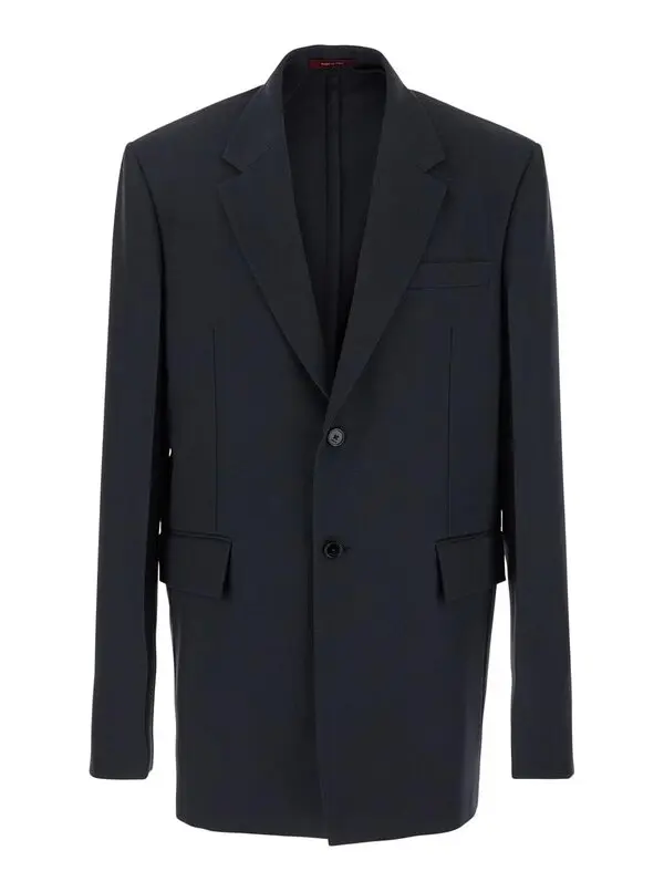 Gucci Dark Grey Jacket With Chest Pocket And Embossed Logo In Wool Gabardine - Multicolor
