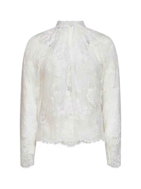 SELF-PORTRAIT White Lace Long-sleeved Blouse
