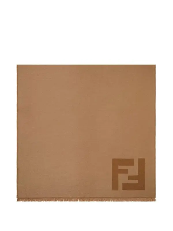 Fendi Ff Logo Wool Scarf - Brown