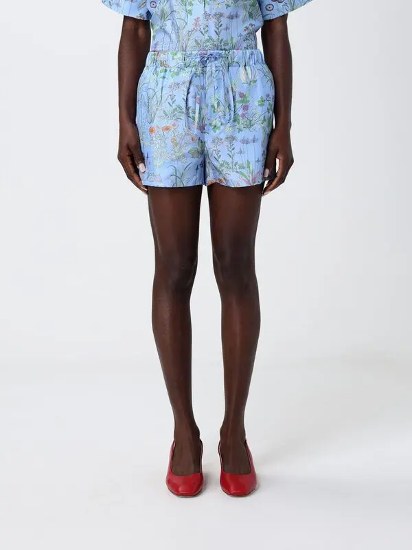 Gucci Silk Floral Print Shorts - Blue