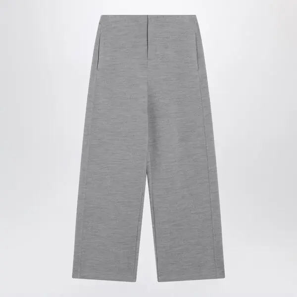 Max Mara Grey Wool-cotton Blend Trousers - Gray