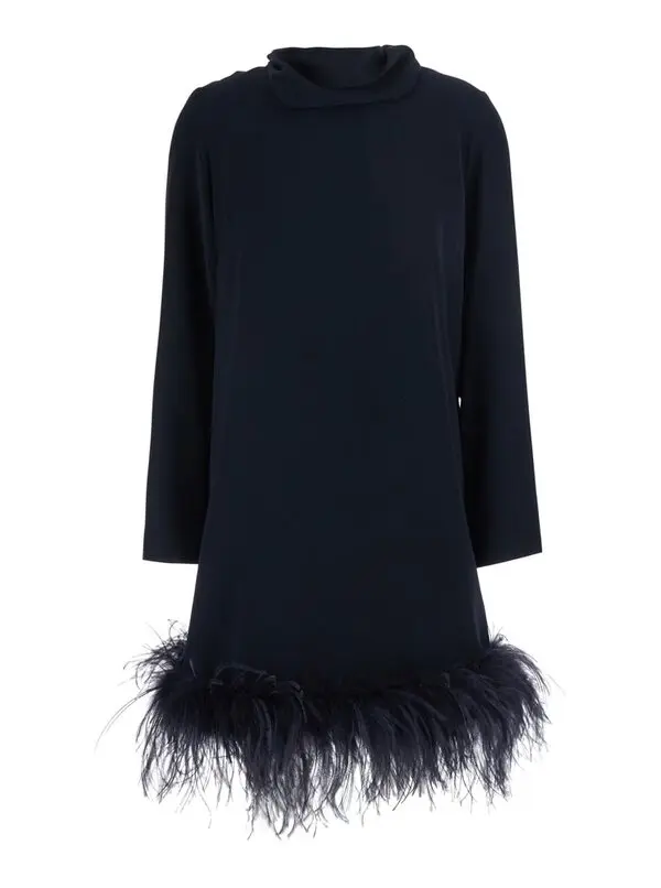 P.a.r.o.s.h High Neck Feather Hem Dress - Multicolor
