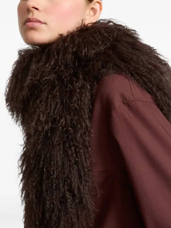YVES SALOMON Scarf Long Hair Lamb - Brown