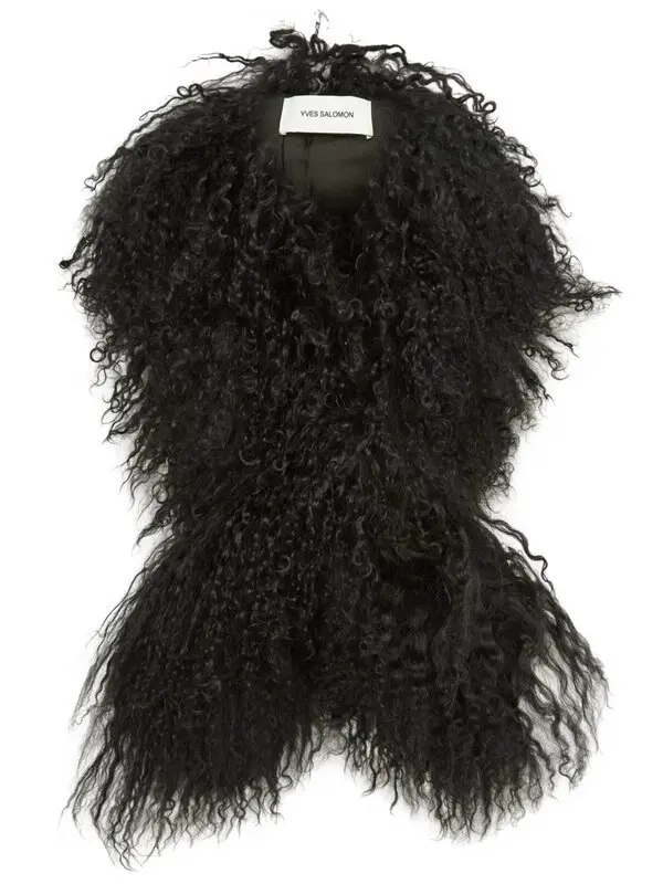 YVES SALOMON Scarf Long Hair Lamb - Black