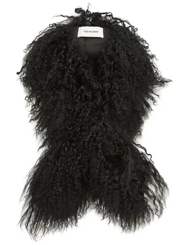YVES SALOMON Scarf Long Hair Lamb - Black