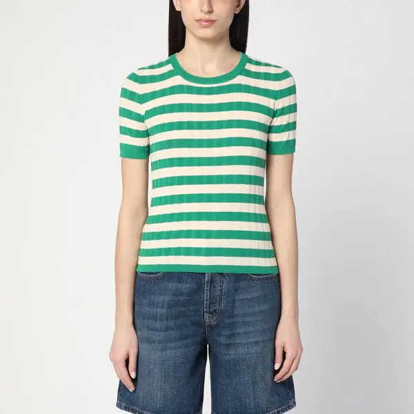 ROBERTO COLLINA Striped Cotton Sweater - Green