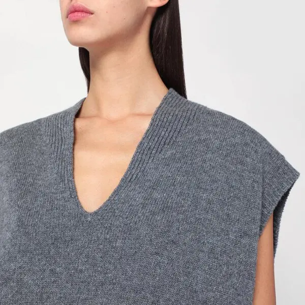 ROBERTO COLLINA Oversized Grey Wool Vest - Gray