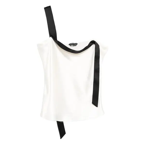 TOM FORD Silk Asymmetric Strap Tank Top - White