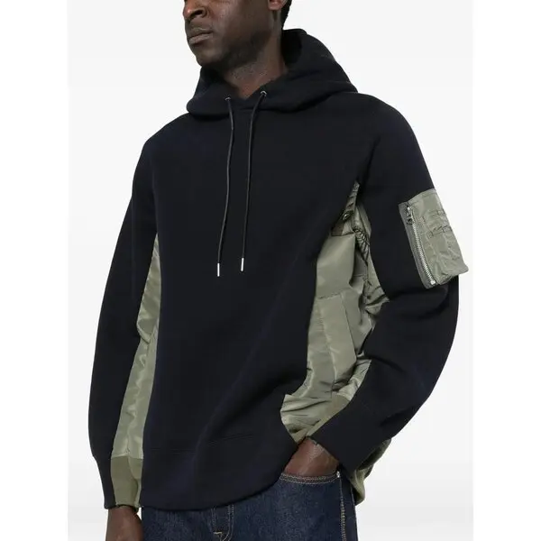 Sacai Panelled Hoodie With Sleeve Pocket