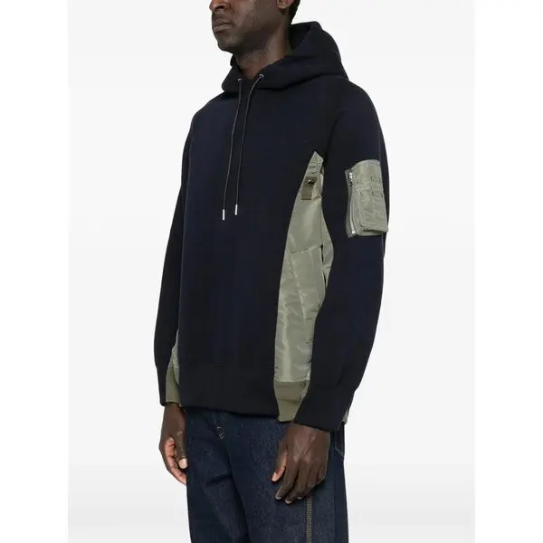 Sacai Panelled Hoodie With Sleeve Pocket