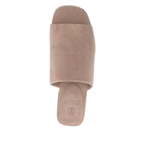 Brunello Cucinelli Suede Flat Mules - Cream