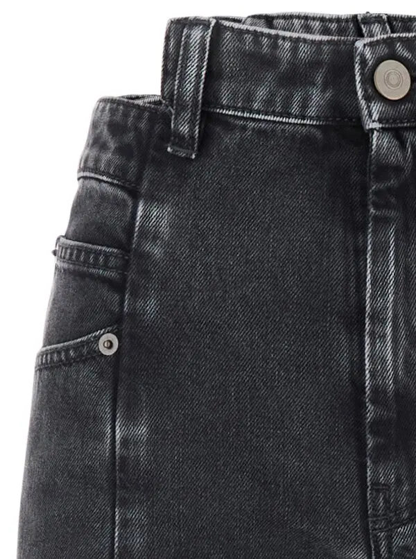 MAISON MARGIELA Wide-leg Jeans With Four Stitching Points Logo In Black Denim For - Multicolor
