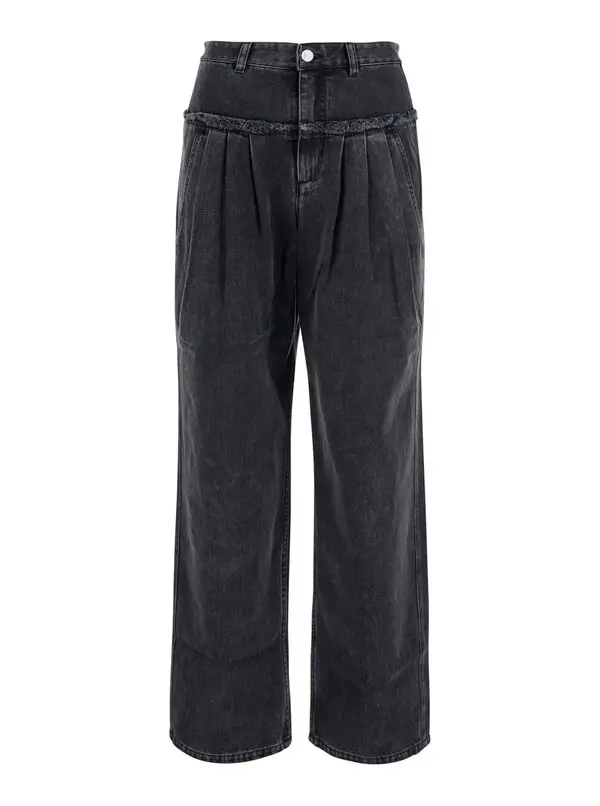 Isabel Marant Étoile Iniza' Black Jeans With Wide Leg And Logo Patch On The Back In Denim For - Multicolor