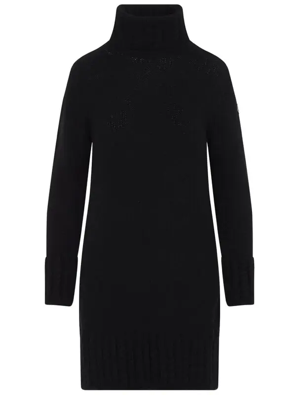 Moncler Abito A Collo Alto In Maglia Di Misto Alpaca - Black
