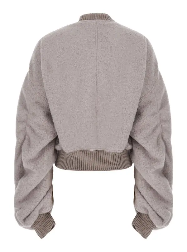 Rick Owens Secchia Flight' Faded Pink Bomber Jacket With Ruched Sleeves And Cropped Design In Wool For - Multicolor