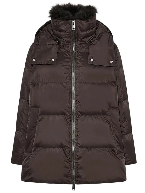 YVES SALOMON Padded Fur Down Jacket - Brown