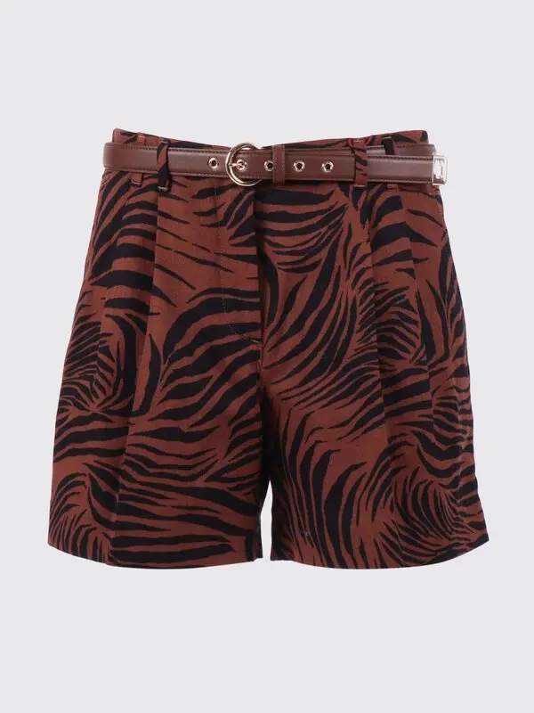 Max Mara Linen Shorts With Animal Print - Brown
