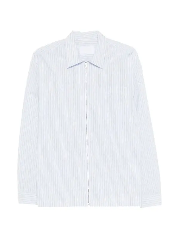 Prada Striped Shirt With Full Zip - White