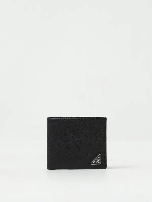 Prada Saffiano Leather Wallet With Triangle Logo - Black