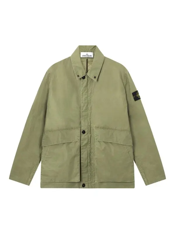 Stone Island Waxed Pigment Cotton Tela Coach Jacket - Green