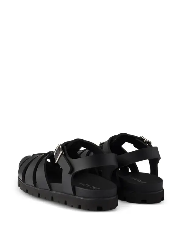 Prada Rubber Fisherman Sandals - Black