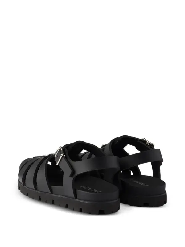 Prada Rubber Fisherman Sandals - Black