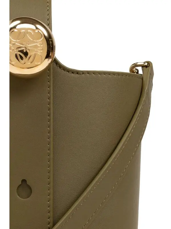 Loewe Smooth Leather Mini Pebble Bucket Bag - Green