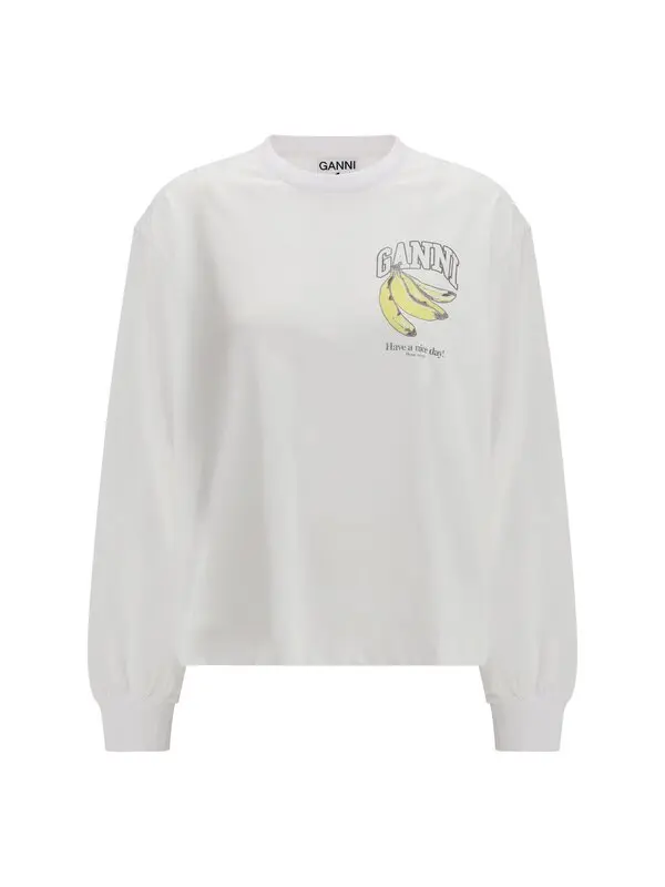GANNI Long-sleeve T-shirt With Cherries Print