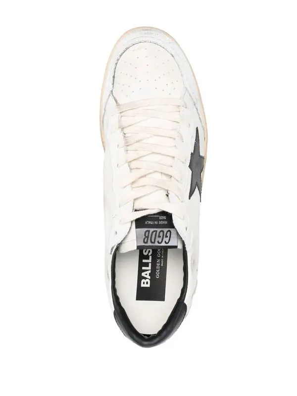 GOLDEN GOOSE Ball Star Sneakers In Nappa Leather With Black Star - White