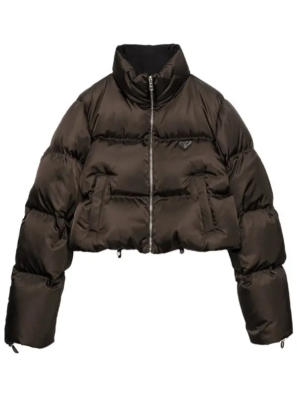 Prada Piumino Cropped In Re-nylon - Brown