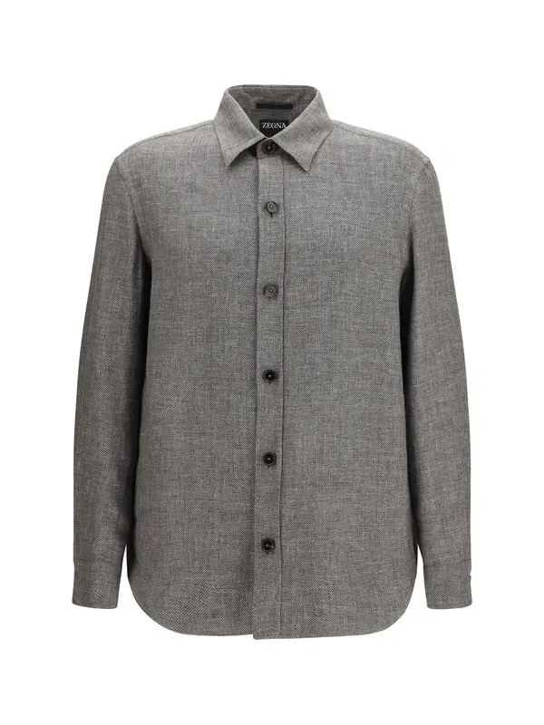 Zegna Cashmere, Linen, And Silk Overshirt - Gray