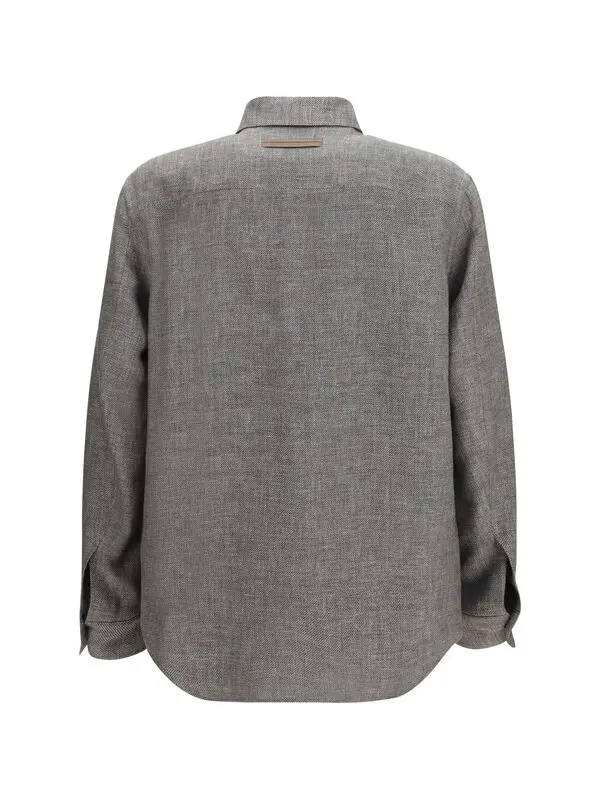 Zegna Cashmere, Linen, And Silk Overshirt - Gray