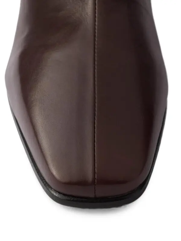 Prada Leather Ankle Boots - Brown