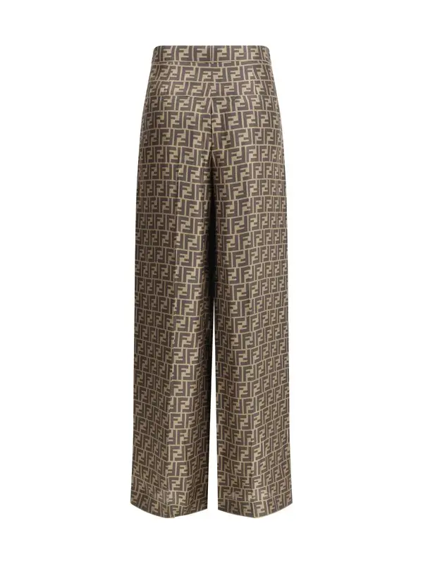 Fendi Monogram Pattern Silk Pants