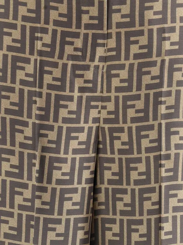 Fendi Silk Monogram Pattern Pants - Brown