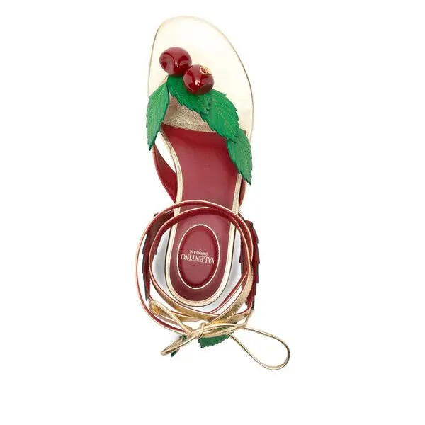 Valentino Garavani Laminated Nappa And Kidskin Flat Sandals - Gold