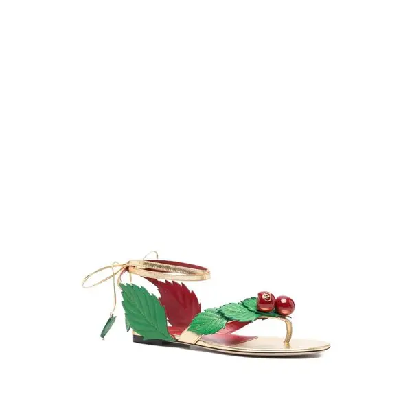 Valentino Garavani Laminated Nappa And Kidskin Flat Sandals - Gold