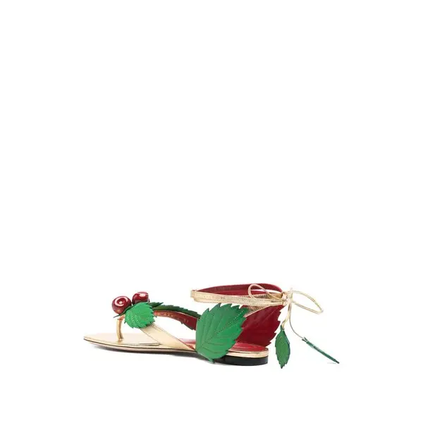 Valentino Garavani Laminated Nappa And Kidskin Flat Sandals - Gold