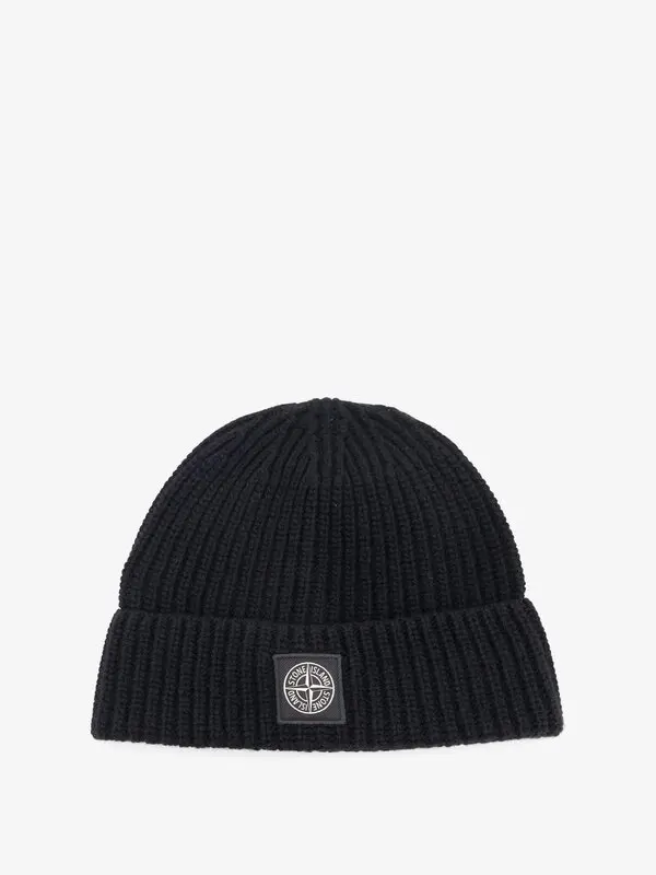 Stone Island Geelong Virgin Wool Beanie - Black