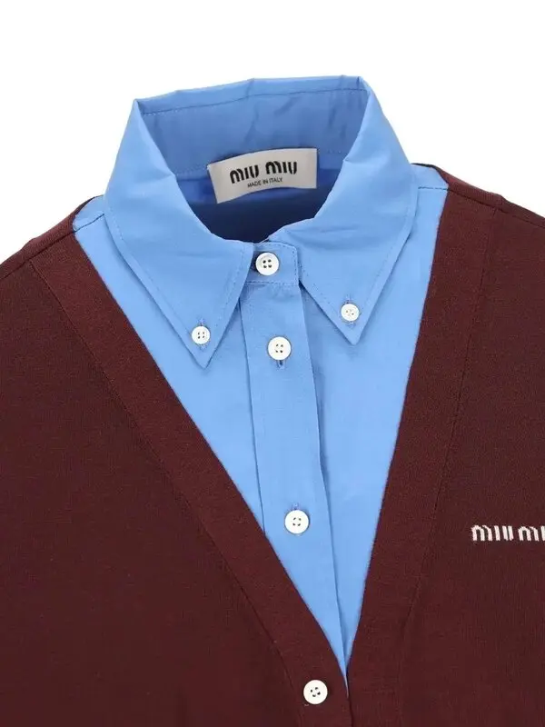 Miu Miu Wool Cardigan With Cotton Details