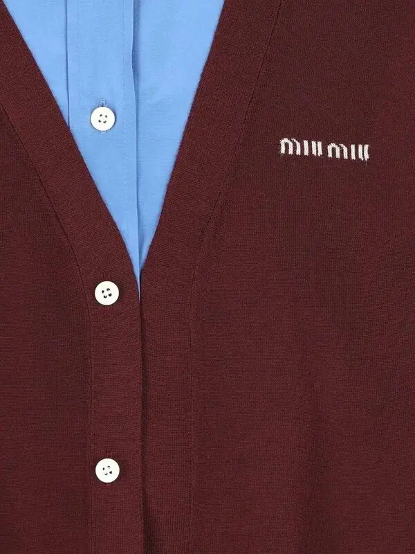 Miu Miu Wool Cardigan With Cotton Details