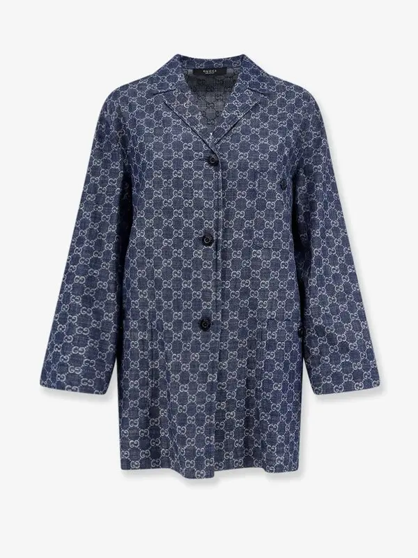 Gucci Cotton Shirt With All-over Gg Motif - Blue