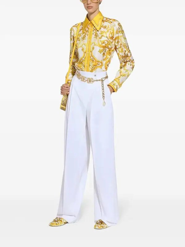 Dolce & Gabbana High-waisted Flared Trousers - White